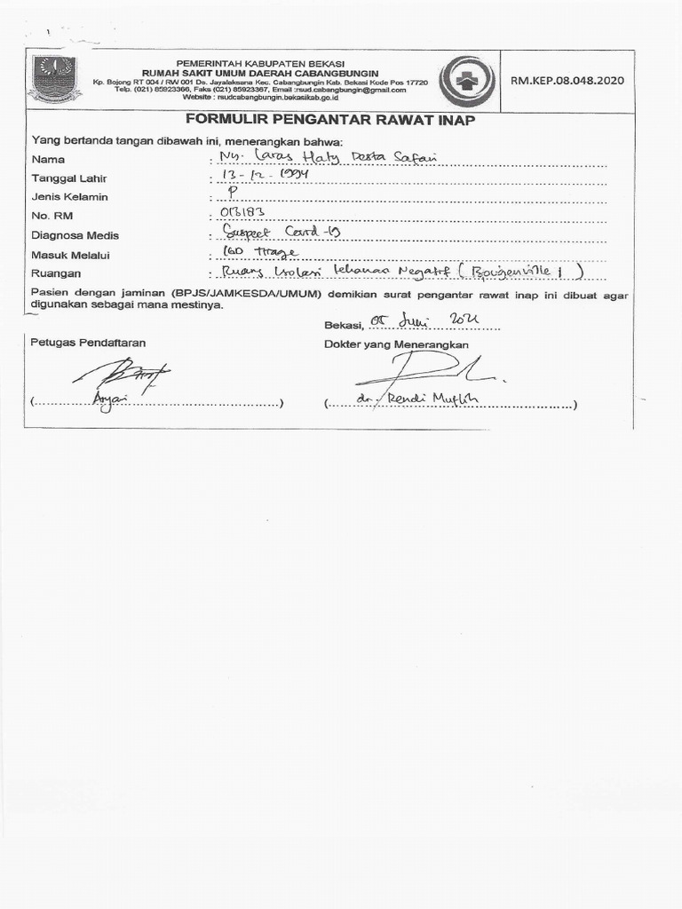 Form Pengantar Ranap Laras | PDF