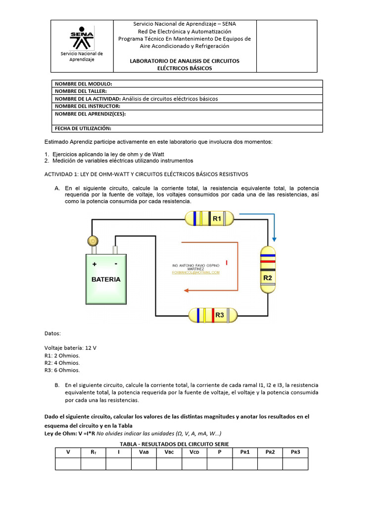 Anexo 2. Laboratorio Electricidad | PDF | Resistencia Eléctrica y Conductancia | voltaje