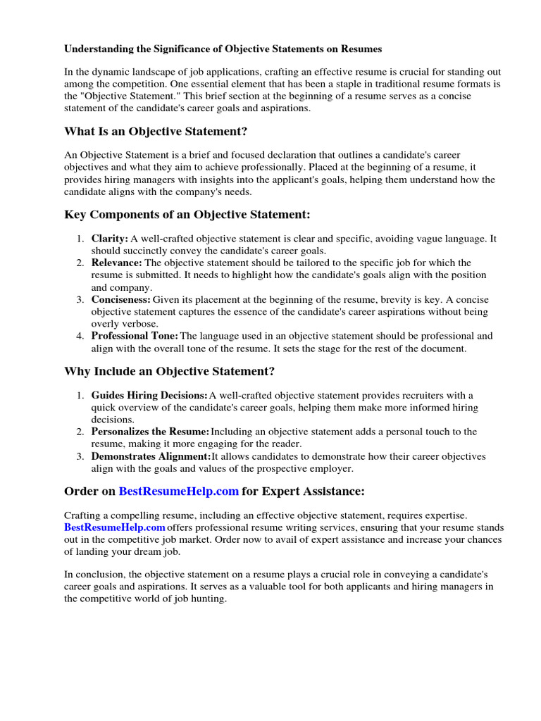 What Is An Objective Statement On A Resume | PDF | Résumé | Employment