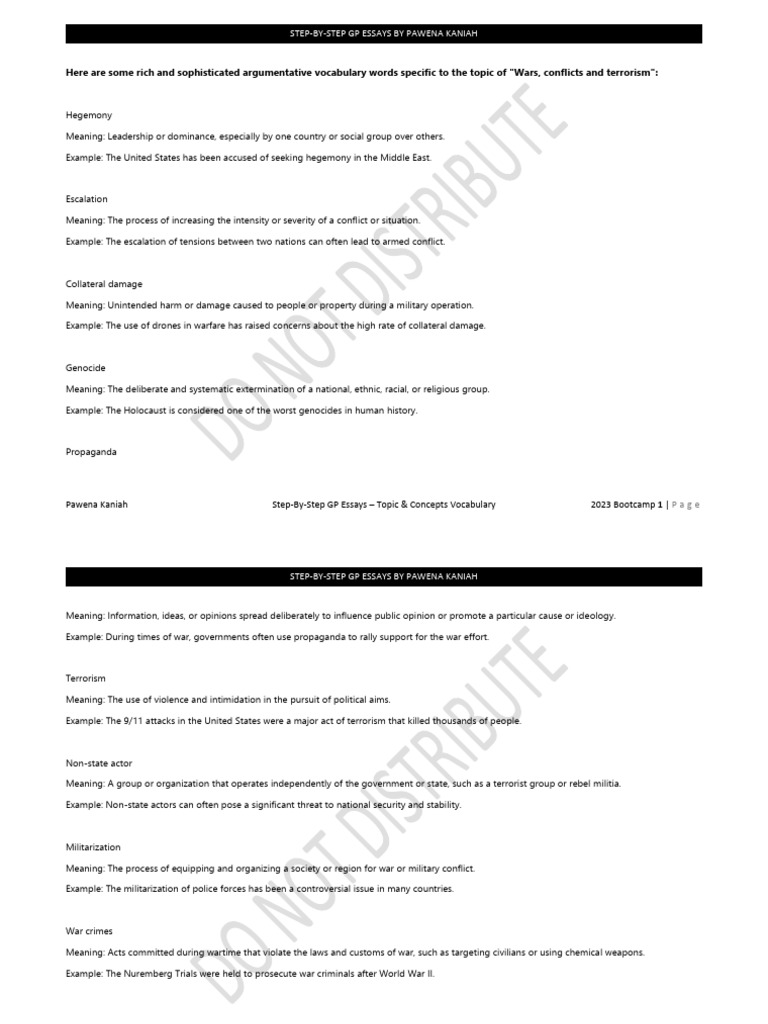 SBS GP Essays - General Vocabulary - Topics & Concepts | PDF ...