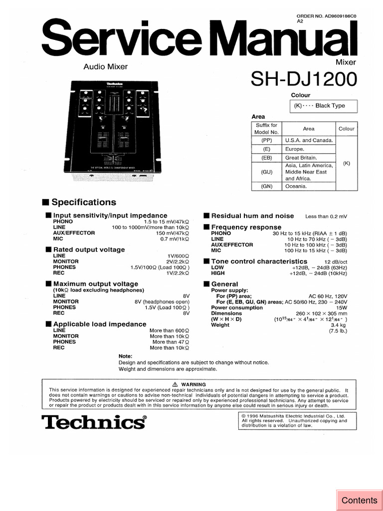New Technics SH dj1200 | PDF