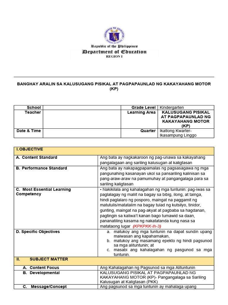 Lesson Plan Week 10 Tagalog 1 | PDF