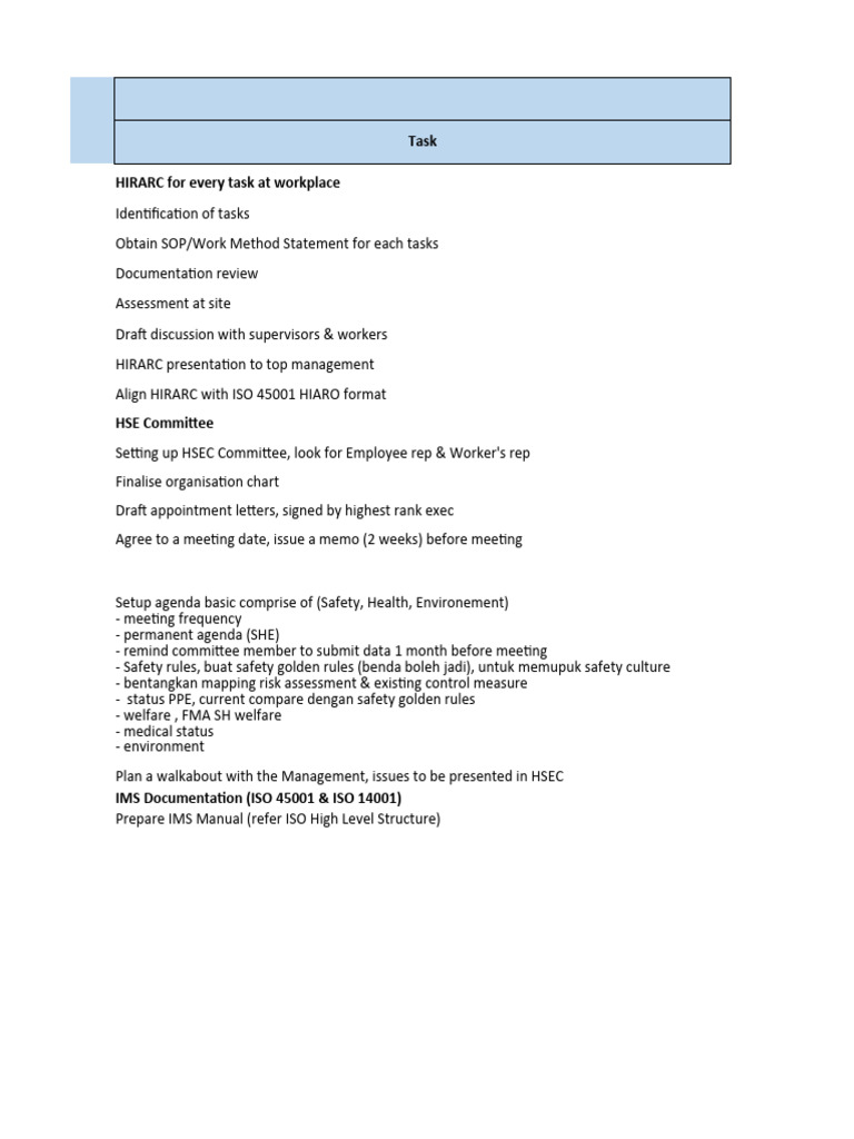 Gantt Chart Towards ISO 14001 & 45001 (2023 09 11) | PDF | Risk | Risk ...