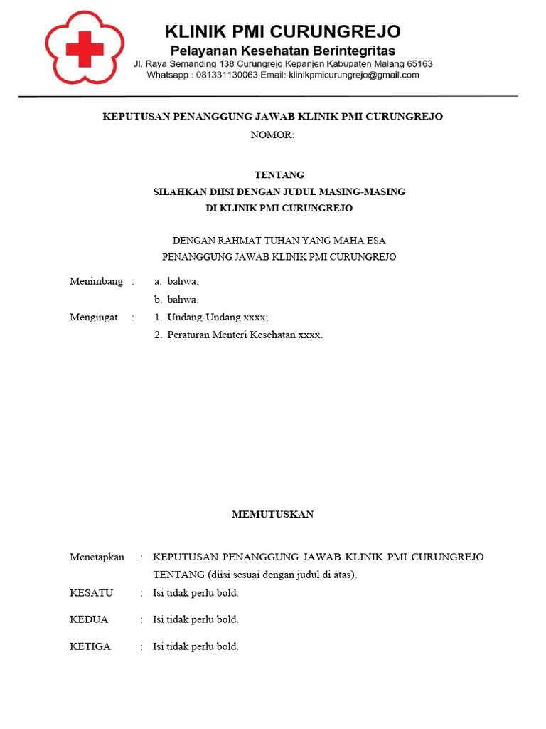 Keputusan Klinik PMI Curungrejo | PDF