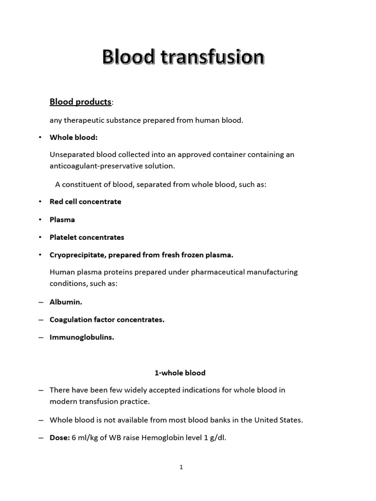ICU Blood Transfusion & Electrolytes Disturbance | PDF | Blood | Platelet