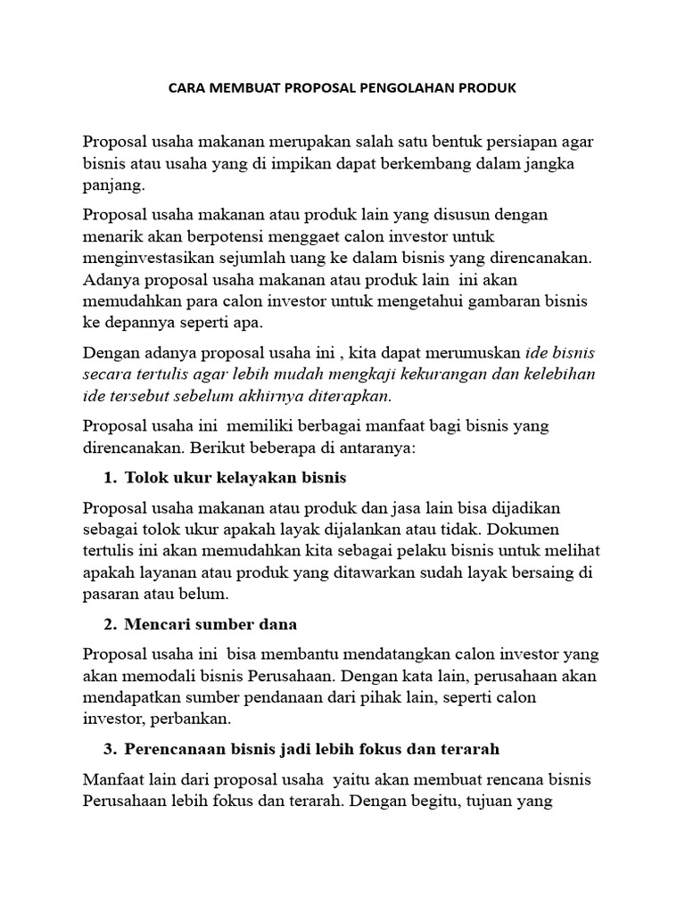 Cara Membuat Proposal Produk | PDF