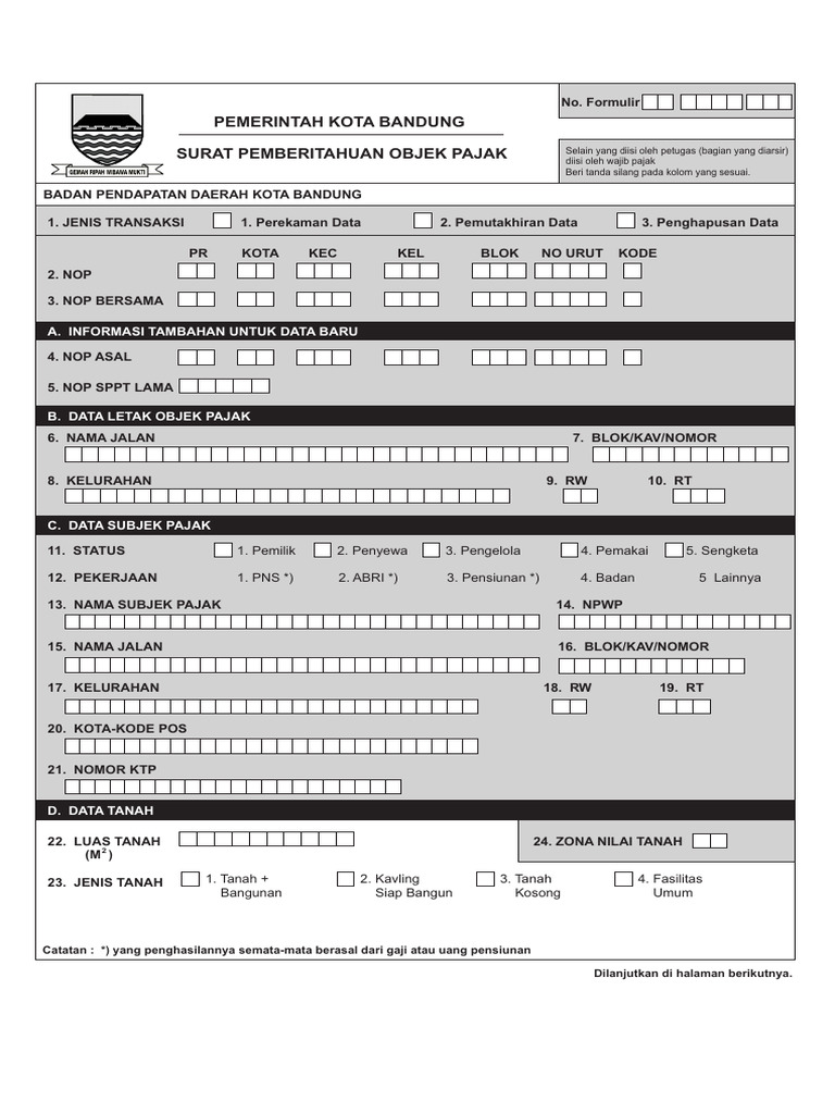 Contoh Pengisian Formulir SPOP/LSPOP | PDF