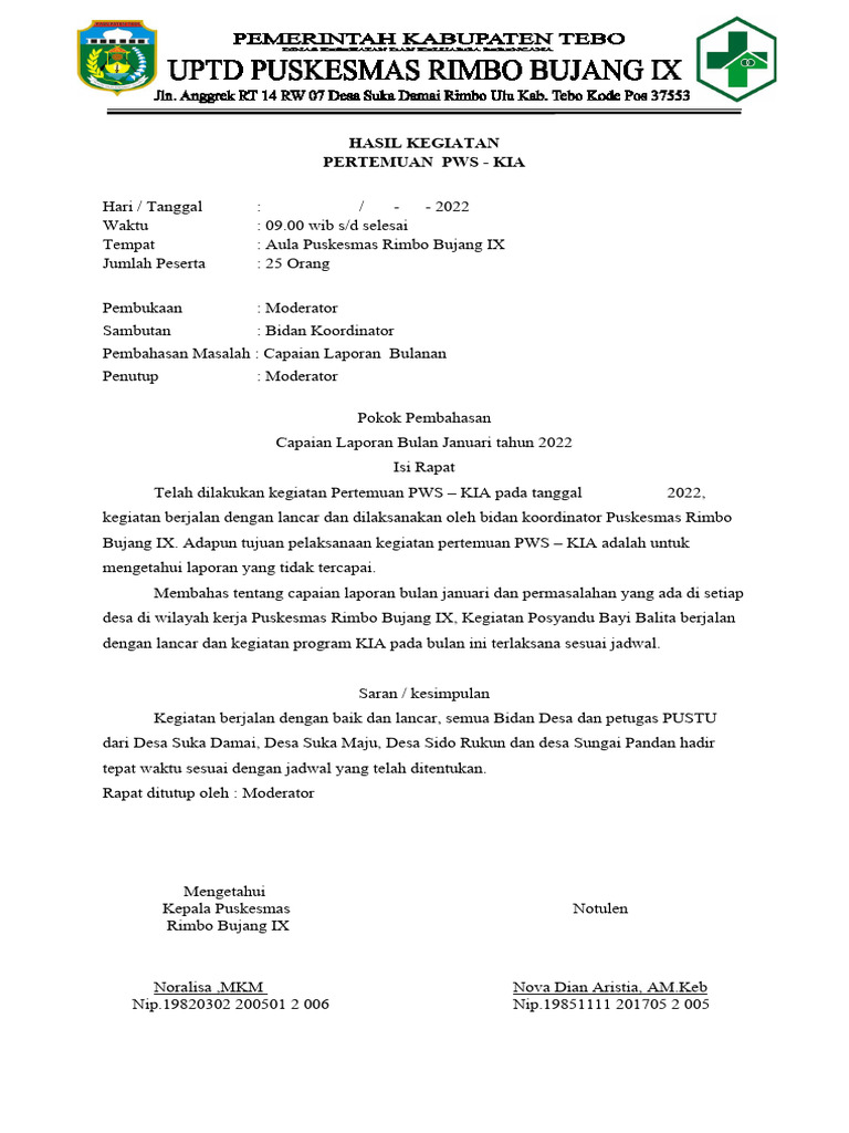 Contoh Notulen Pws Kia Pdf
