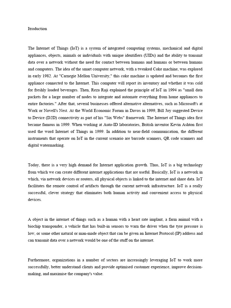 IoT Introduction | PDF | Internet Of Things | Computer Network