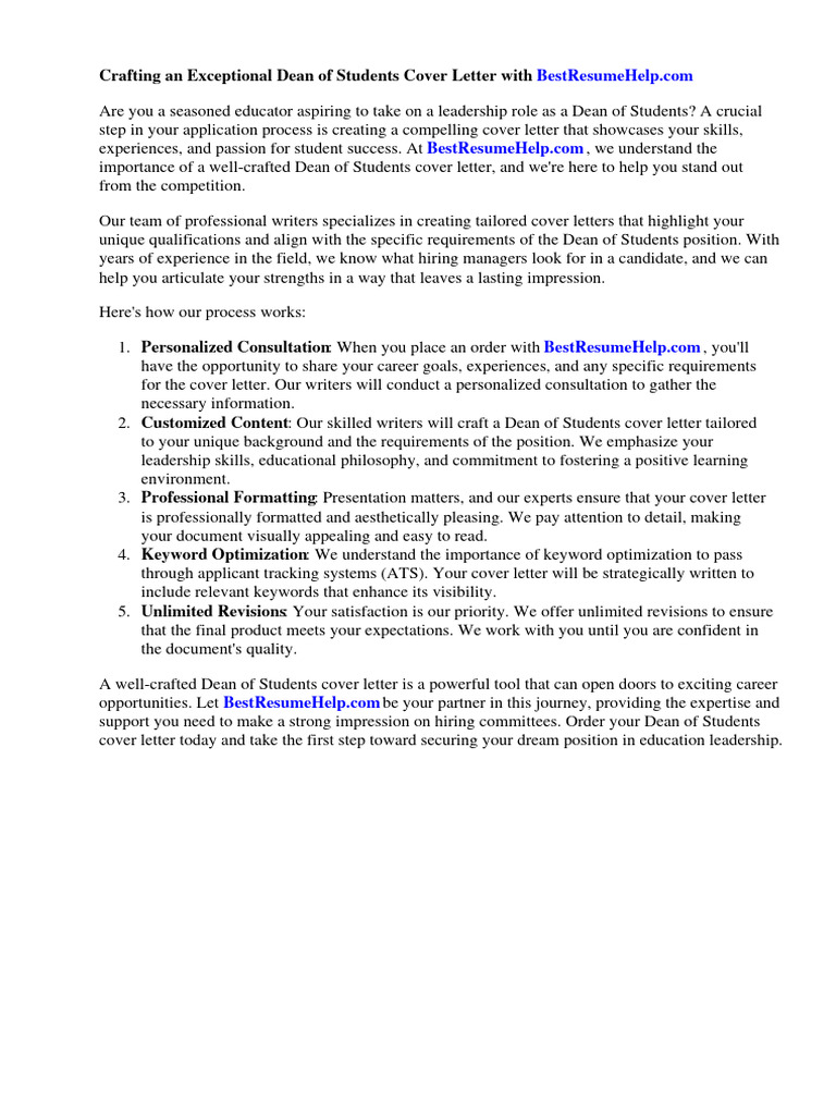 Dean of Students Cover Letter Guide | PDF | Résumé | Experience