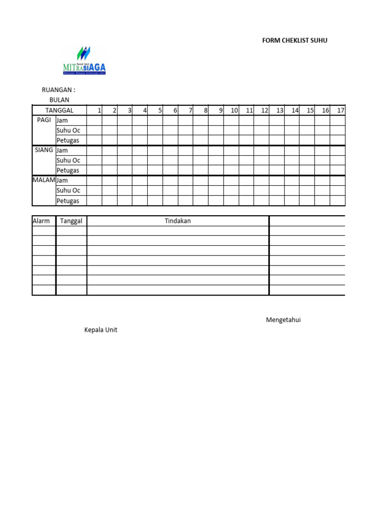 Form Monitoring Suhu | PDF