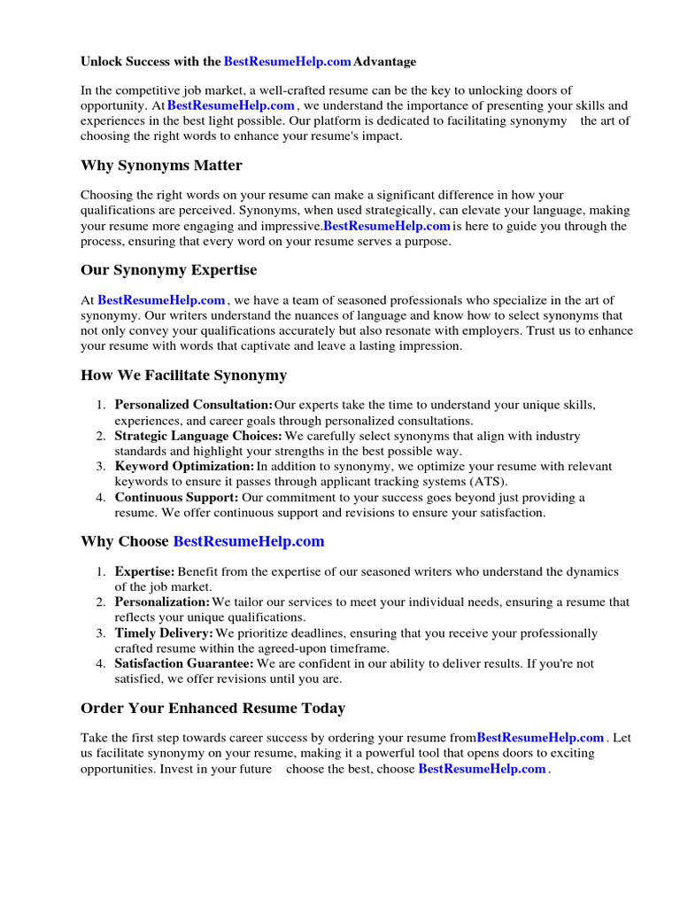Facilitate Synonym Resume | PDF | Résumé | Expert
