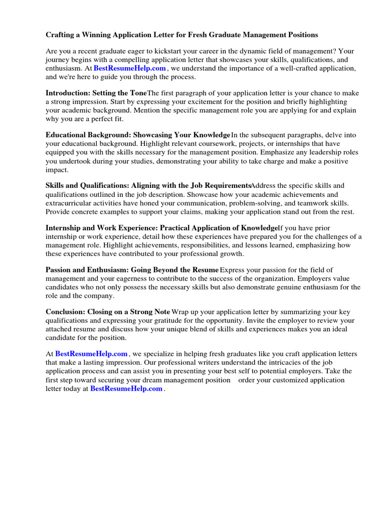 Application Letter Guide for Fresh Graduates | PDF | Résumé | Teachers