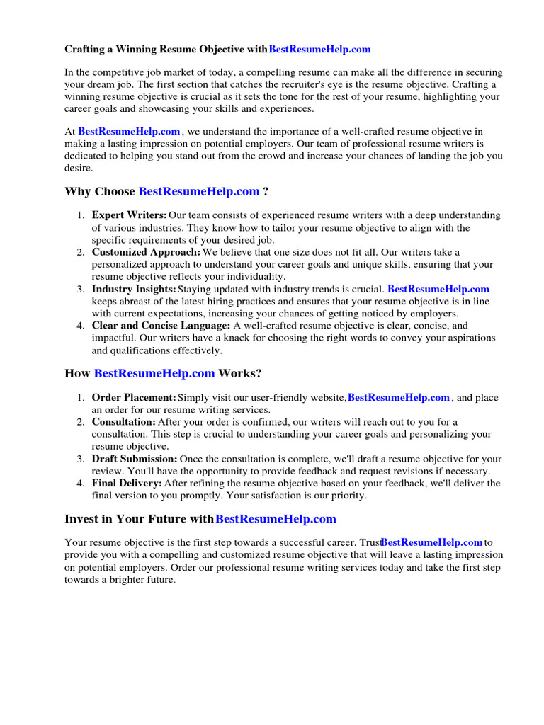 Resume Objective Examples Entry Level | PDF | Résumé