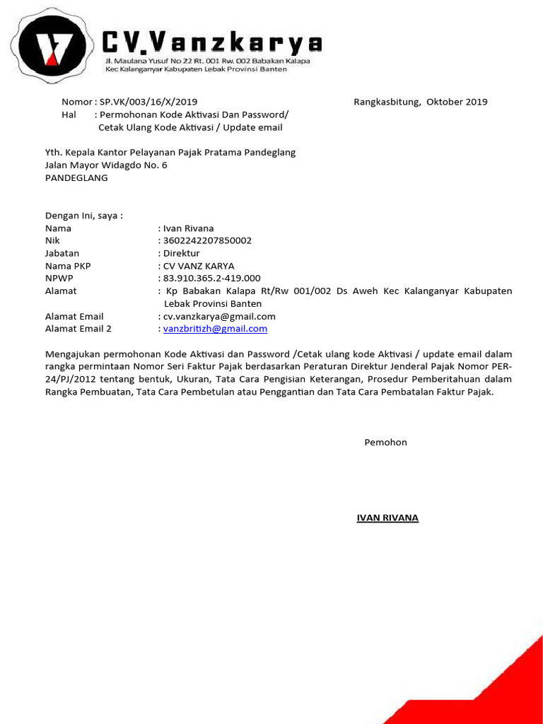 Surat Permohonan PKP | PDF