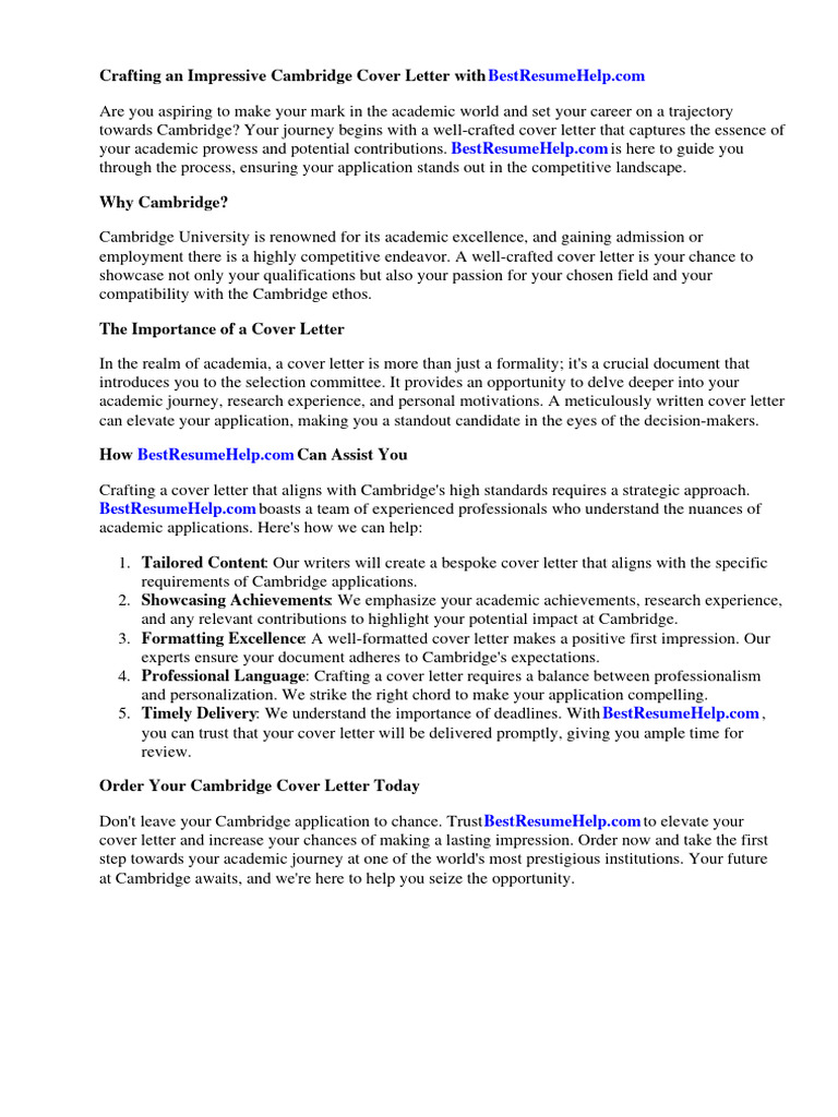 Cambridge Cover Letter | PDF | Doctor Of Philosophy | Résumé