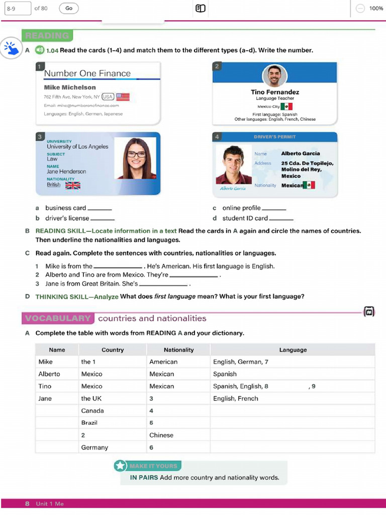 StarterU1 Lesson 2 | PDF
