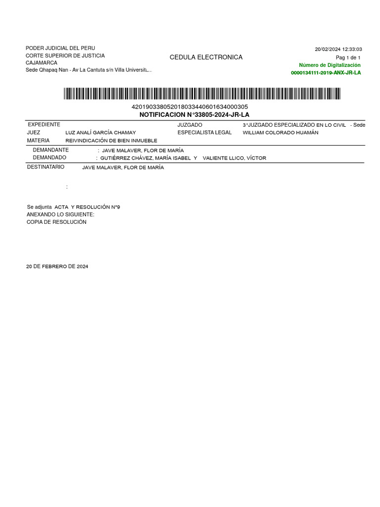 8 ACTA- K- Not | PDF | Demanda judicial | Ley procesal