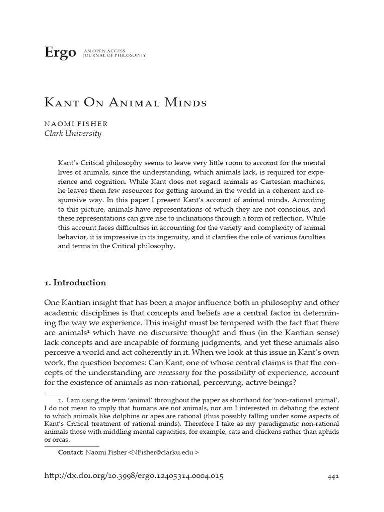Kant On Animal Minds | PDF | Consciousness | Immanuel Kant