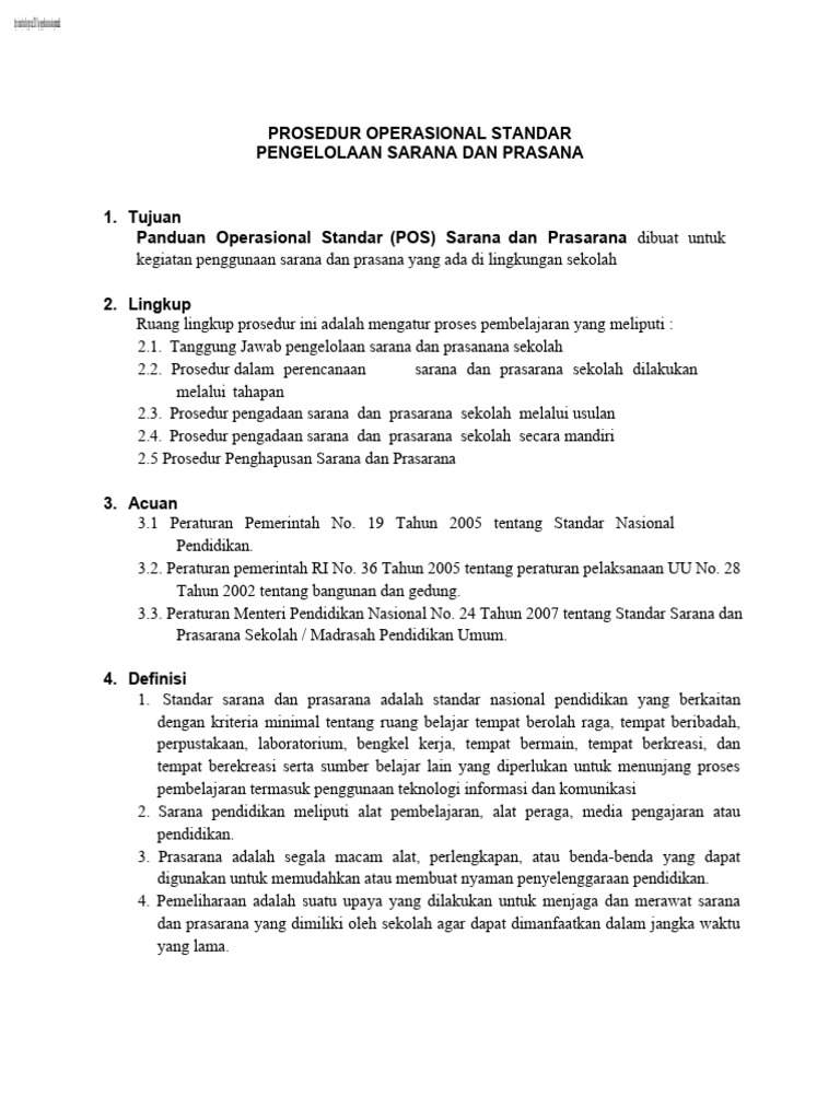 Salinan SOP SARANA DAN PRASANA OK | PDF