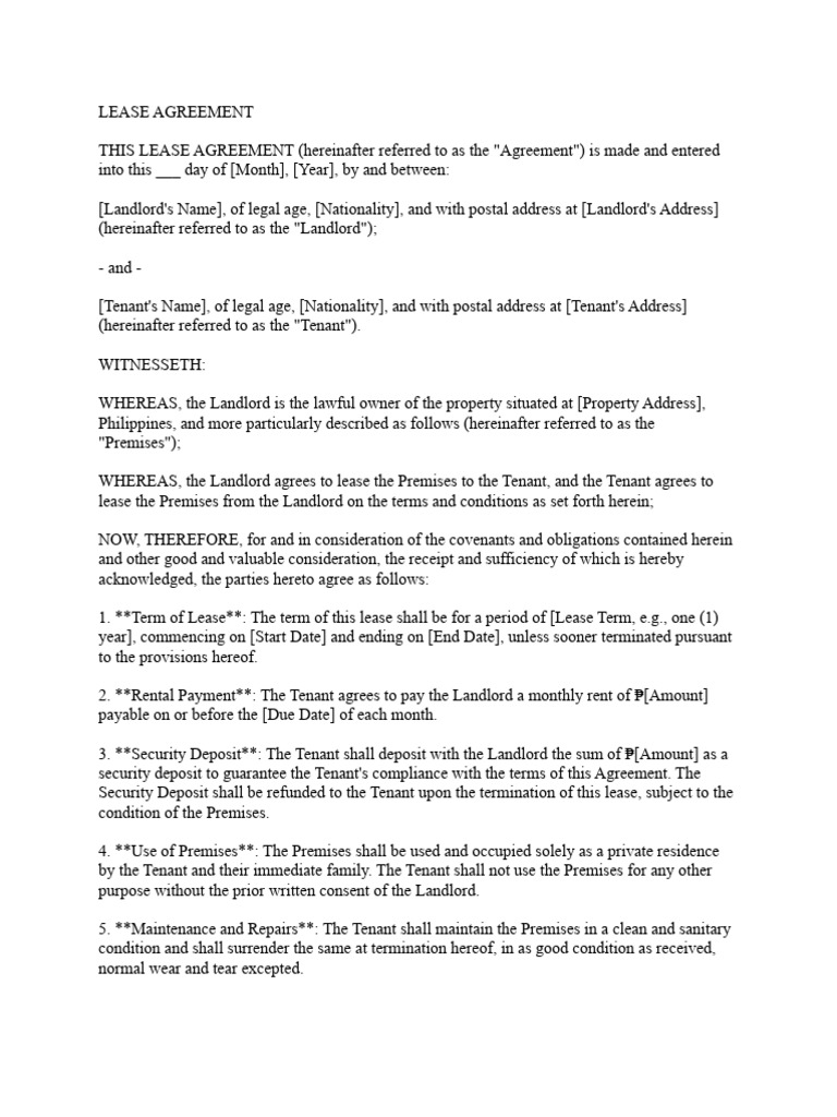 LEASE AGREEMENT Sample | PDF | Lease | Leasehold Estate