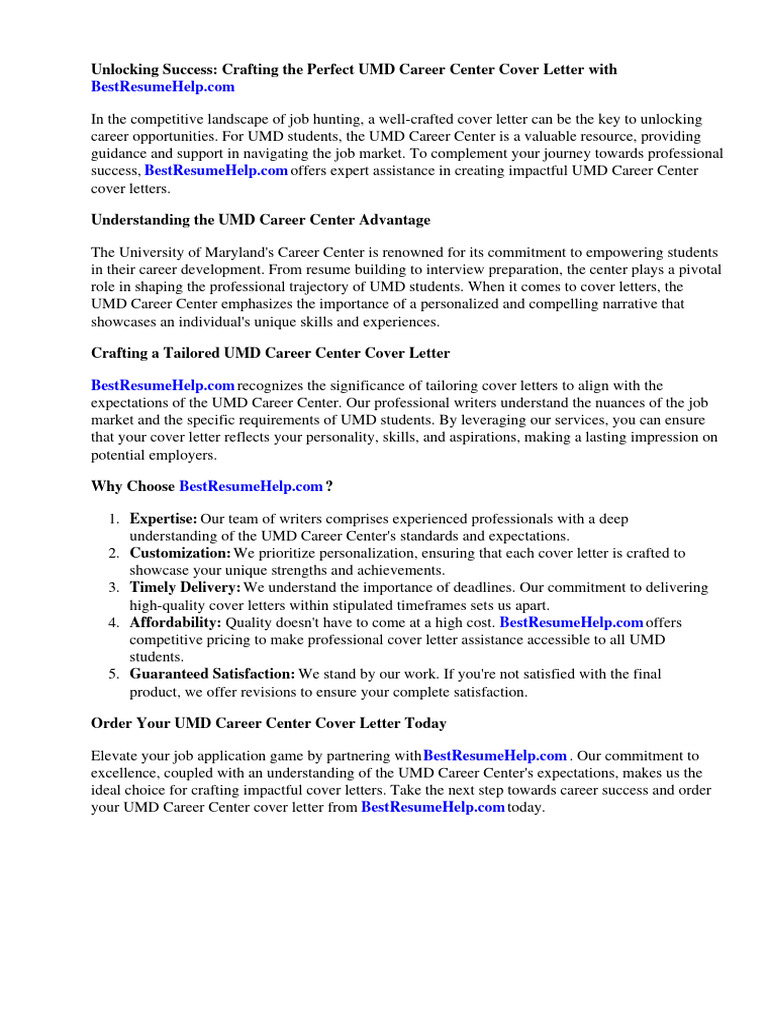 Umd Career Center Cover Letter | PDF | Résumé | Social Media