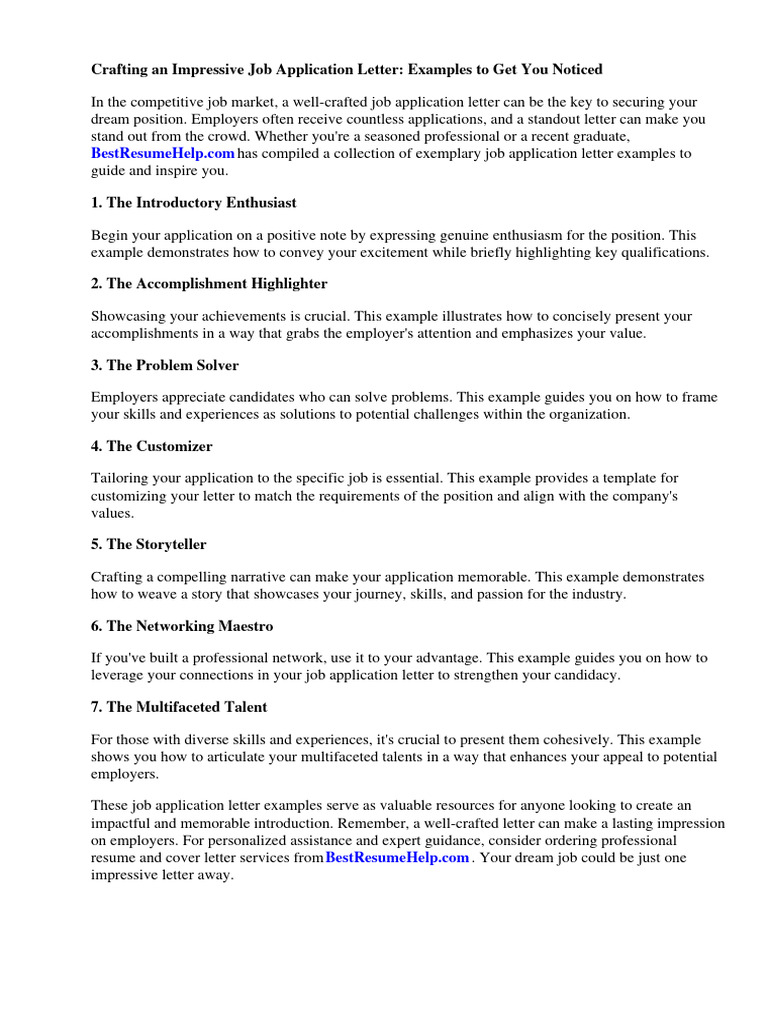 Good Job Application Letter Examples Pdf Résumé Proofreading