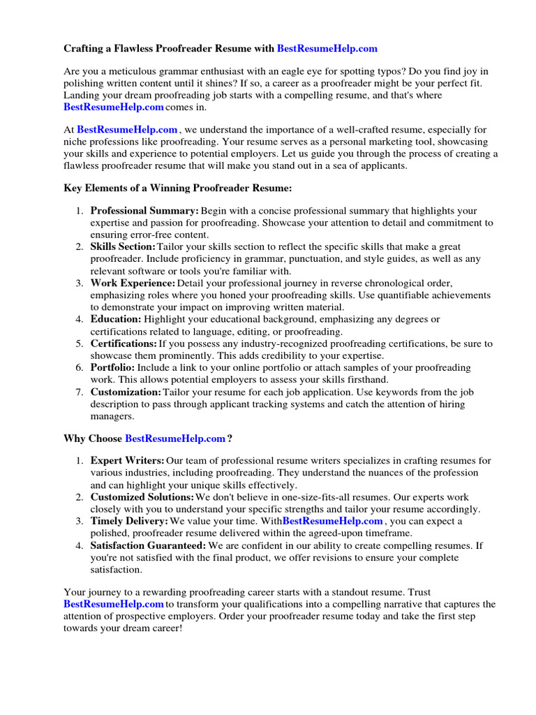 Proofreader Resume | PDF | Proofreading | Résumé