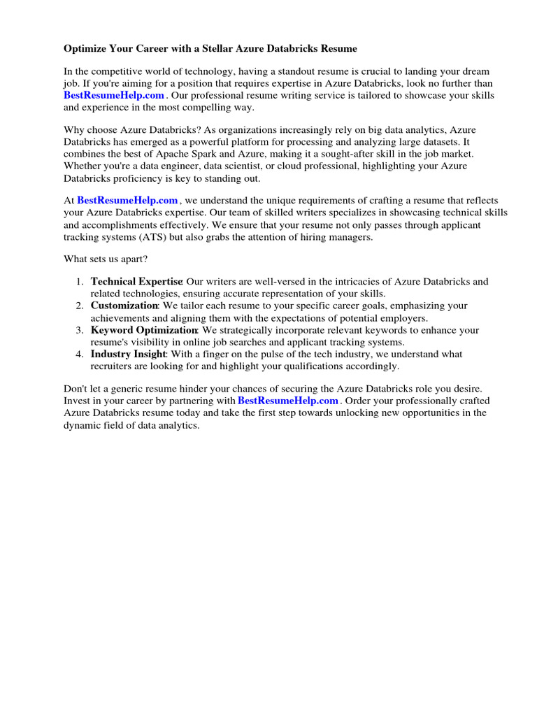 Azure Databricks Resume | PDF | Cloud Computing | Microsoft Azure