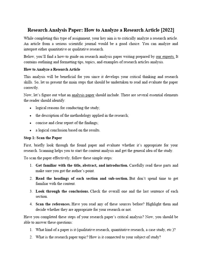 4-B-3-Analysis of A Research Paper | PDF | Academic Publishing | Analysis