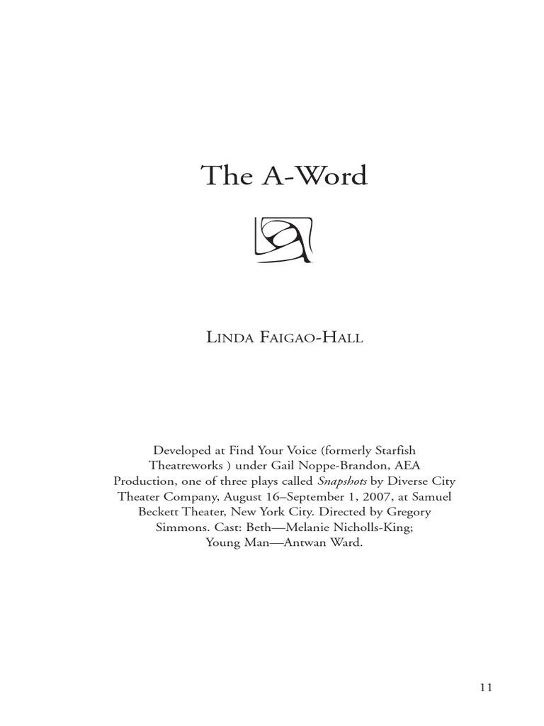 The A-Word: A Play Script Excerpt | PDF | Art | Mystery, Thriller ...