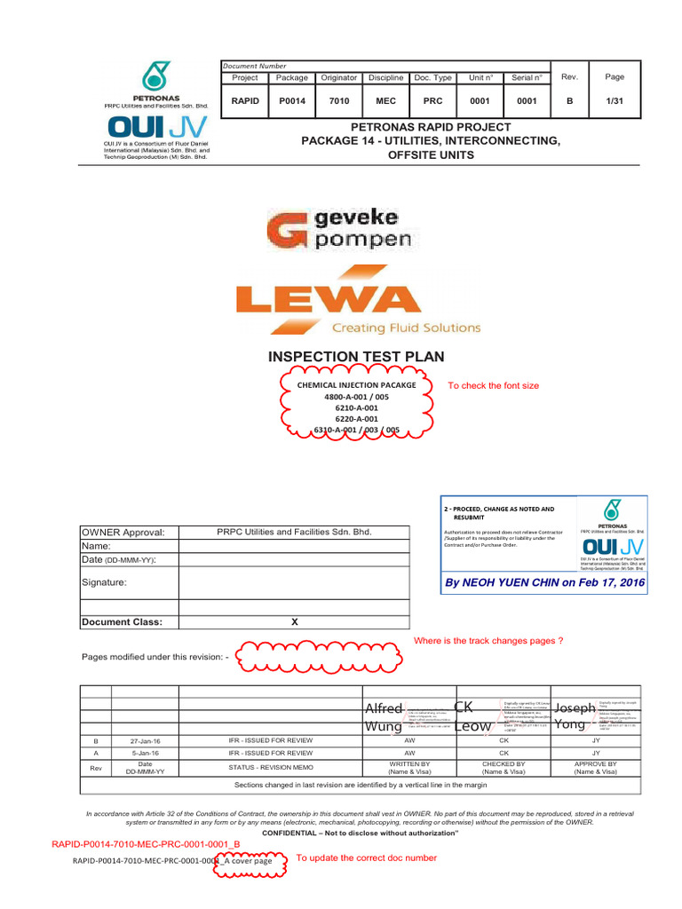 RAPID Project Package 14 Inspection Plan | PDF | Pump | Specification ...