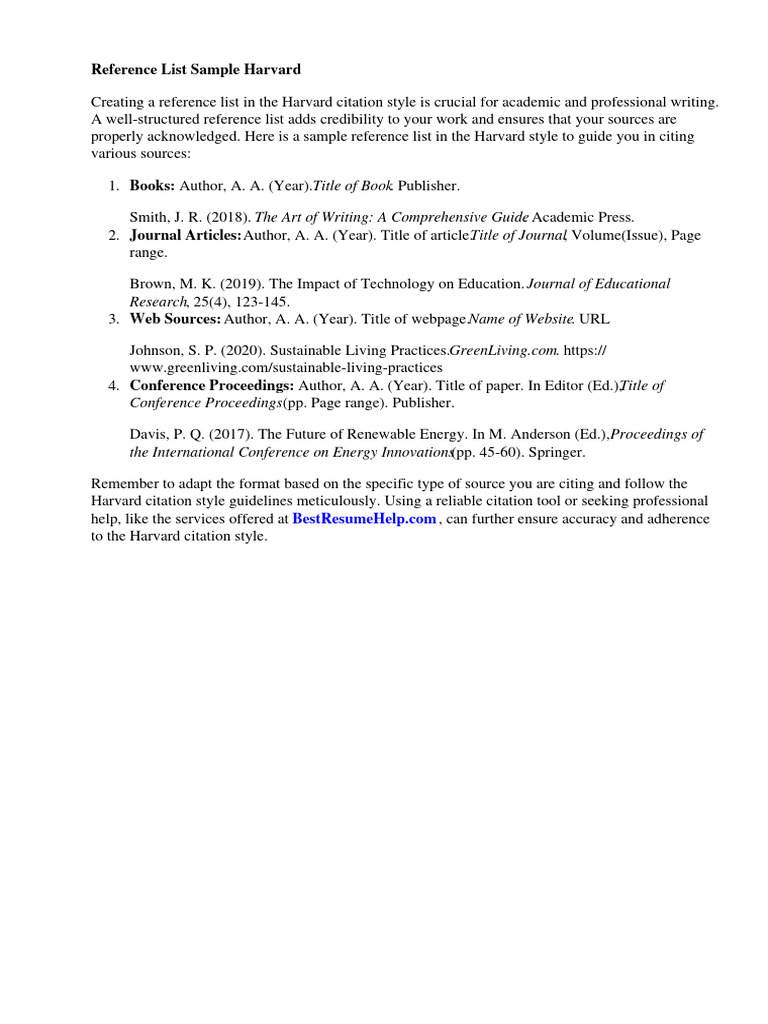 Reference List Sample Harvard | PDF | Citation | Human Communication