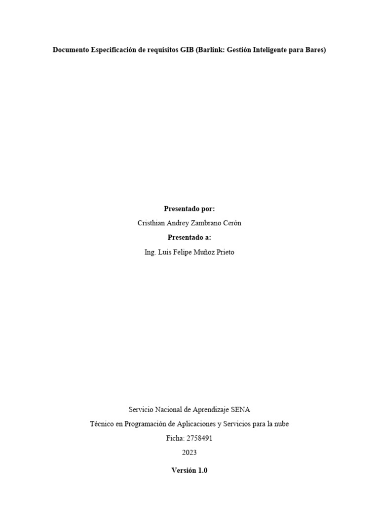 Documento Especificación de Requisitos GIB | PDF | Aplicación movil ...