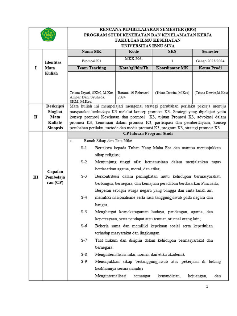 RPS Promosi K3 2024 | PDF