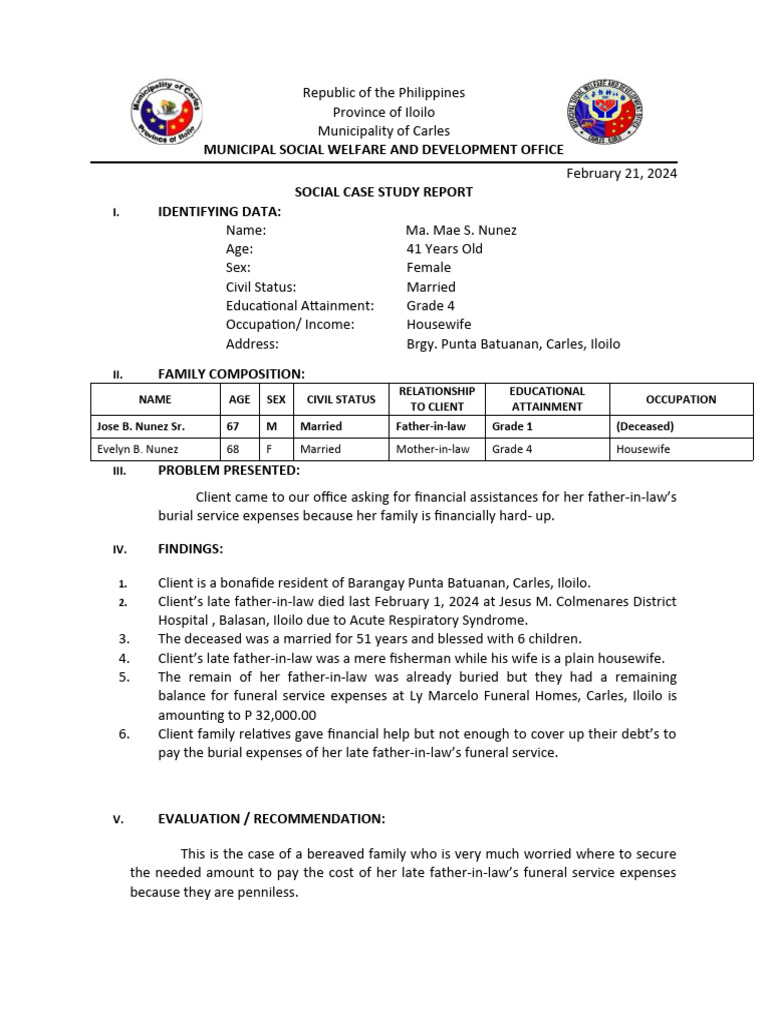 Ma. Mae S. Nunez Case Study (Burial) | PDF | Economies