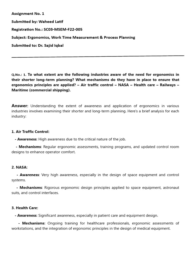 Assignment No. 1 HFE | PDF | Human Factors And Ergonomics | Usability