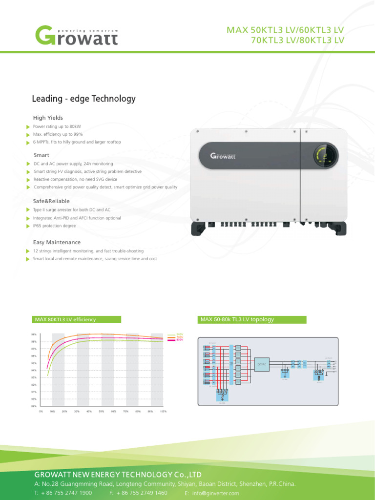 Inv Datasheet Growatt-MAX-50-80KTL3-LV Datasheet EN | PDF | Mains ...