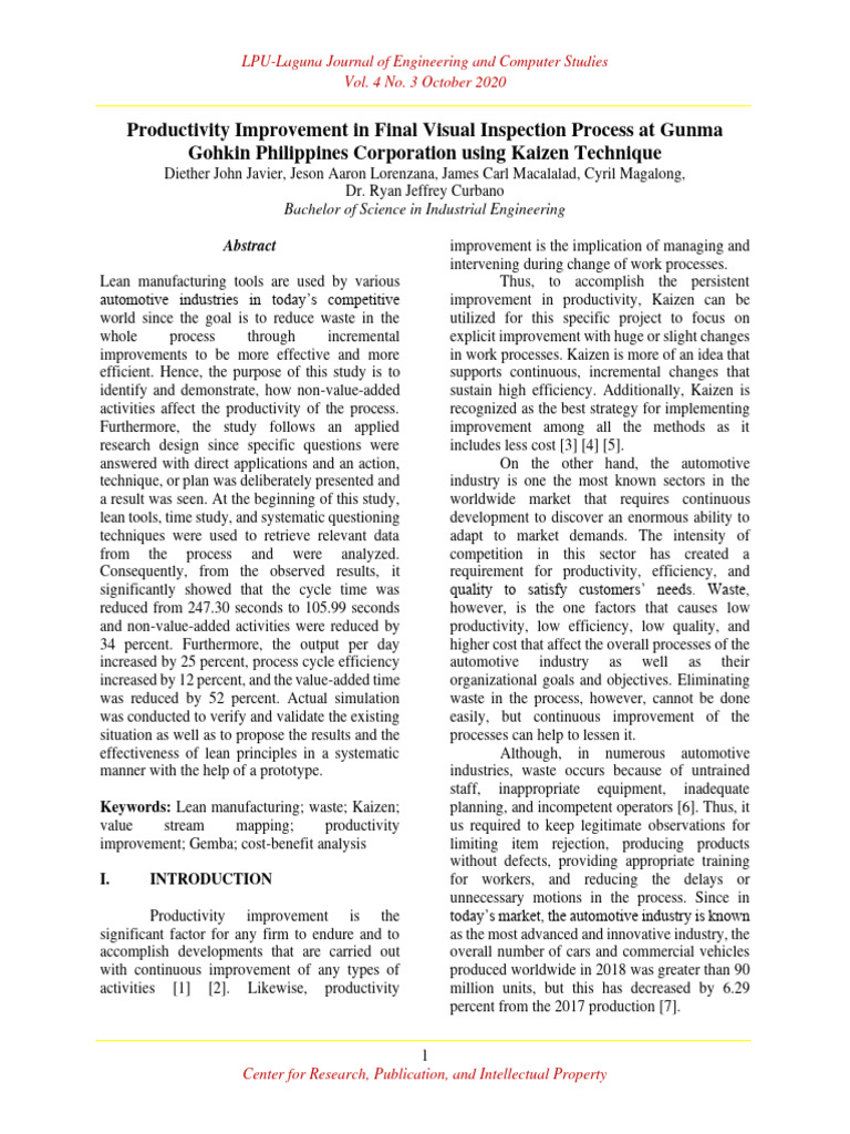 Lorenzana Javier Macalalad Magalong Final Visual Inspection Process ...