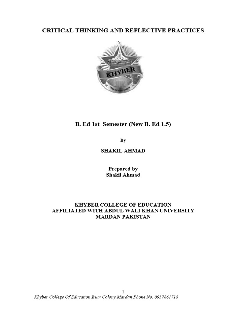 Critical Thinking 1.5 | PDF | Critical Thinking | Reflective Practice