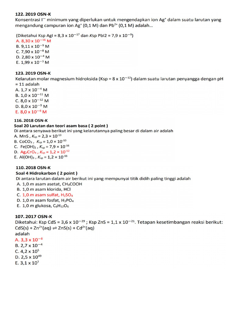Soal KSP Dan Sifat Koligatif | PDF