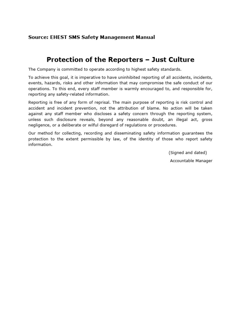 Non Punitive Reporting Policy Templates | PDF | Safety | Aviation Safety