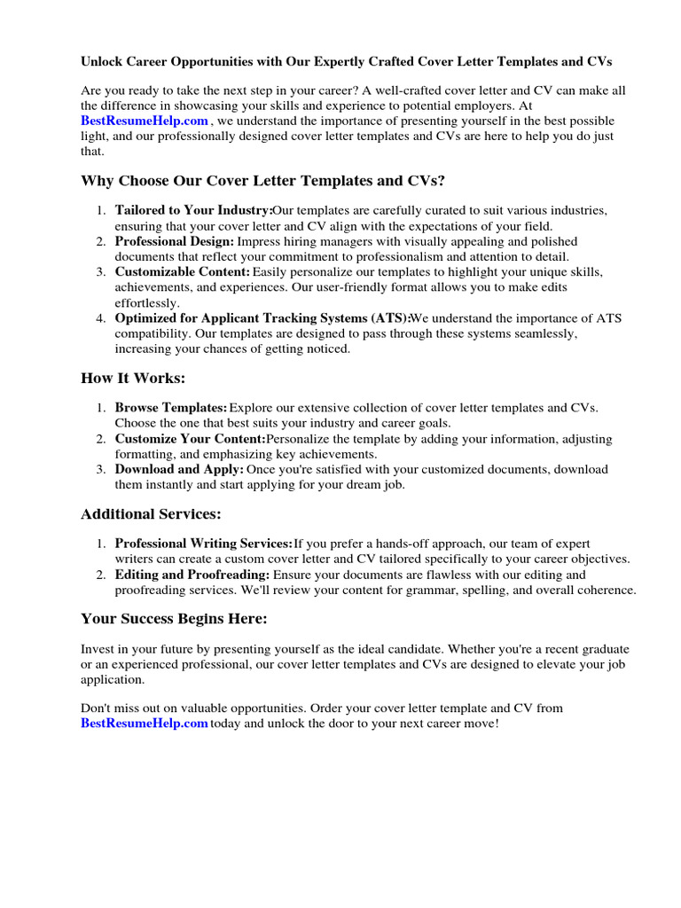 Cover Letter Template Cv Pdf Résumé