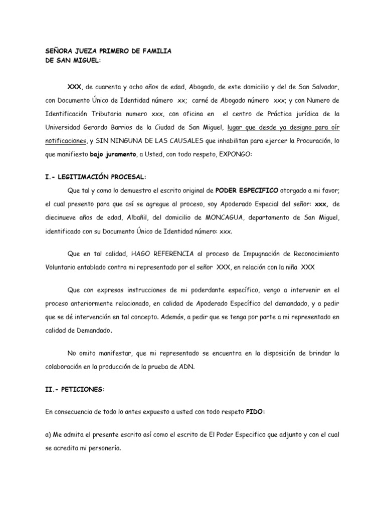 Modelo de Escrito Legitimando Personería para Actuar Como Apoderado ...
