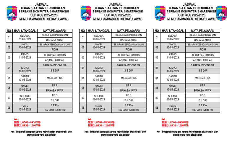 Jadwal Usp Anak 2023 | PDF