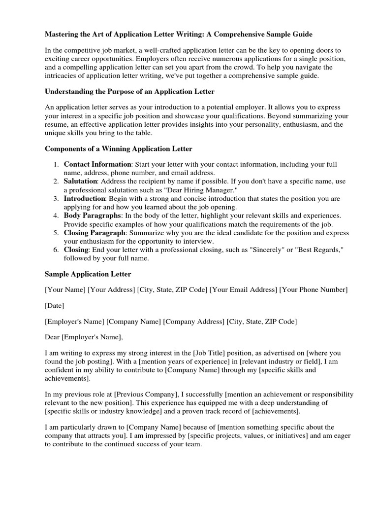 Application Letter Writing Sample | PDF | Résumé | Recruitment