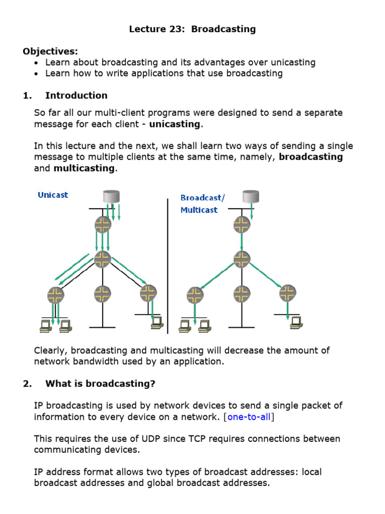 Lect23 - Broadcasting | PDF | Network Socket | Computer Network