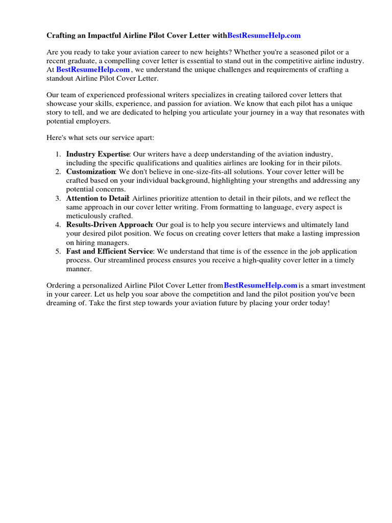 Airline Pilot Cover Letter Samples | Download Free PDF | Résumé | Expert