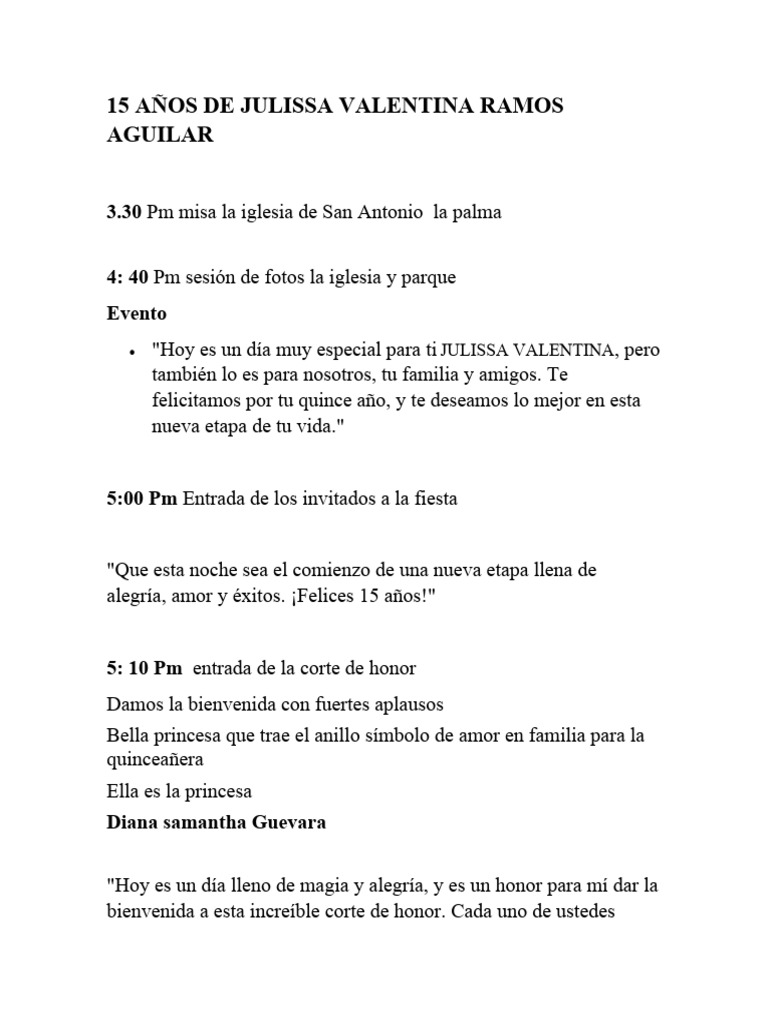 Fiesta de 15 Años de Julissa Ramos | PDF | Observancias | Ceremonias