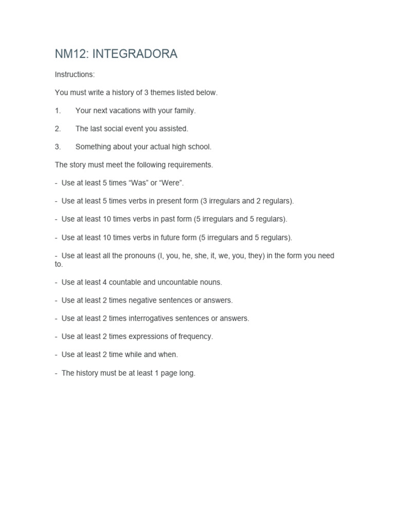 NM12 Act Intg | PDF | Verb | Language Mechanics